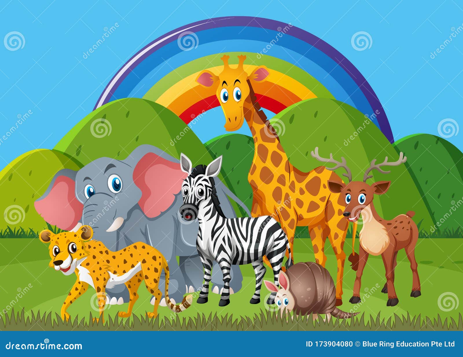Scene with Wild Animals in the Park Stock Vector - Illustration of tree ...