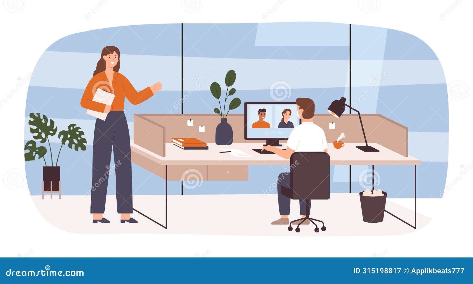 Scene with Work Process Vector Concept of Workflow Efficiency Stock ...