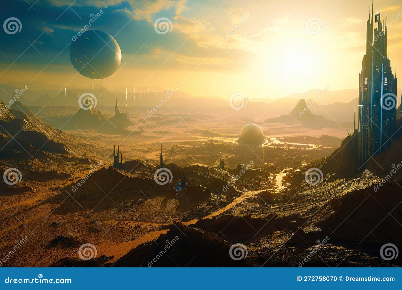 Scenery of Alien Planet in Deep Space. Space Landscape Stock ...