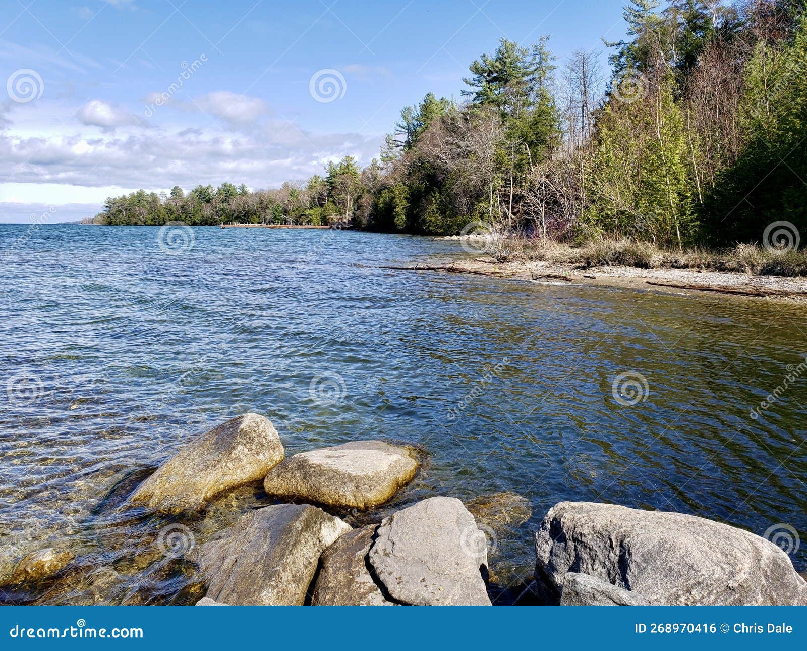Scenery Along Shore of Kempenfelt Bay Stock Photo - Image of stream ...