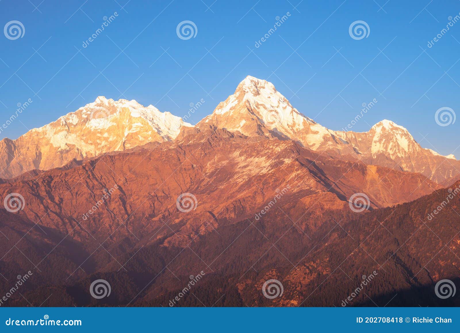 Scenery of Annapurna Massif in Nepal at Dusk Stock Photo - Image of ...