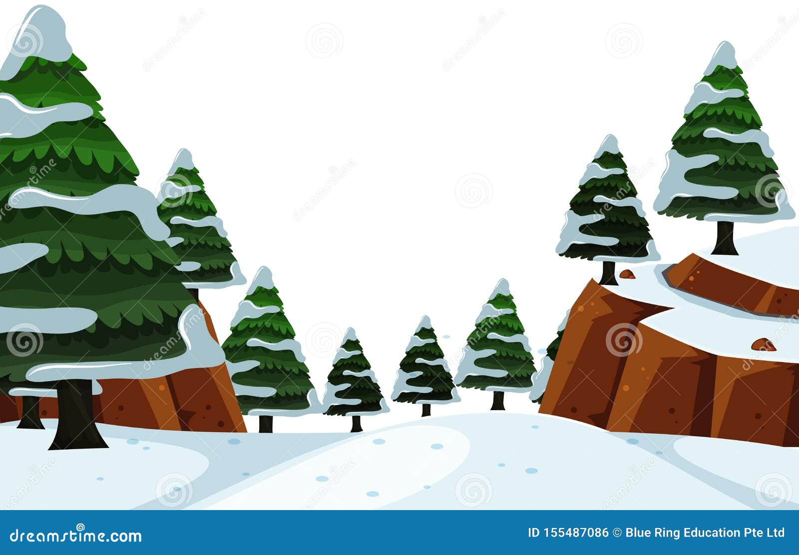 Scenery Background of Snow on Top of Trees Stock Vector - Illustration ...