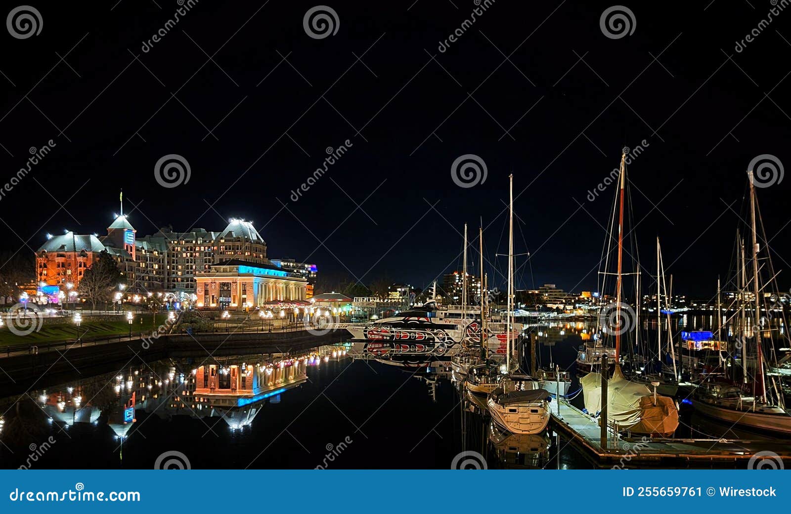 Scenery of a Busy Port at Night Stock Image - Image of evening, night ...