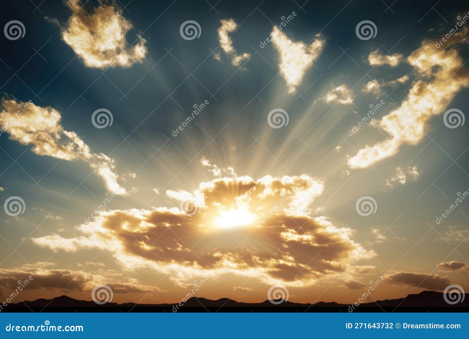 Scenery with Clouds, Sky and Sun Rays, Created Using Generative Ai ...