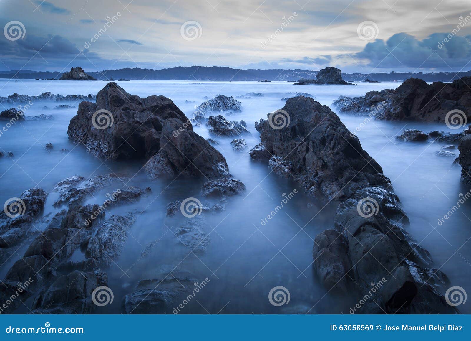 Scenery of the Coast in the Ocean at Night Stock Image - Image of ...