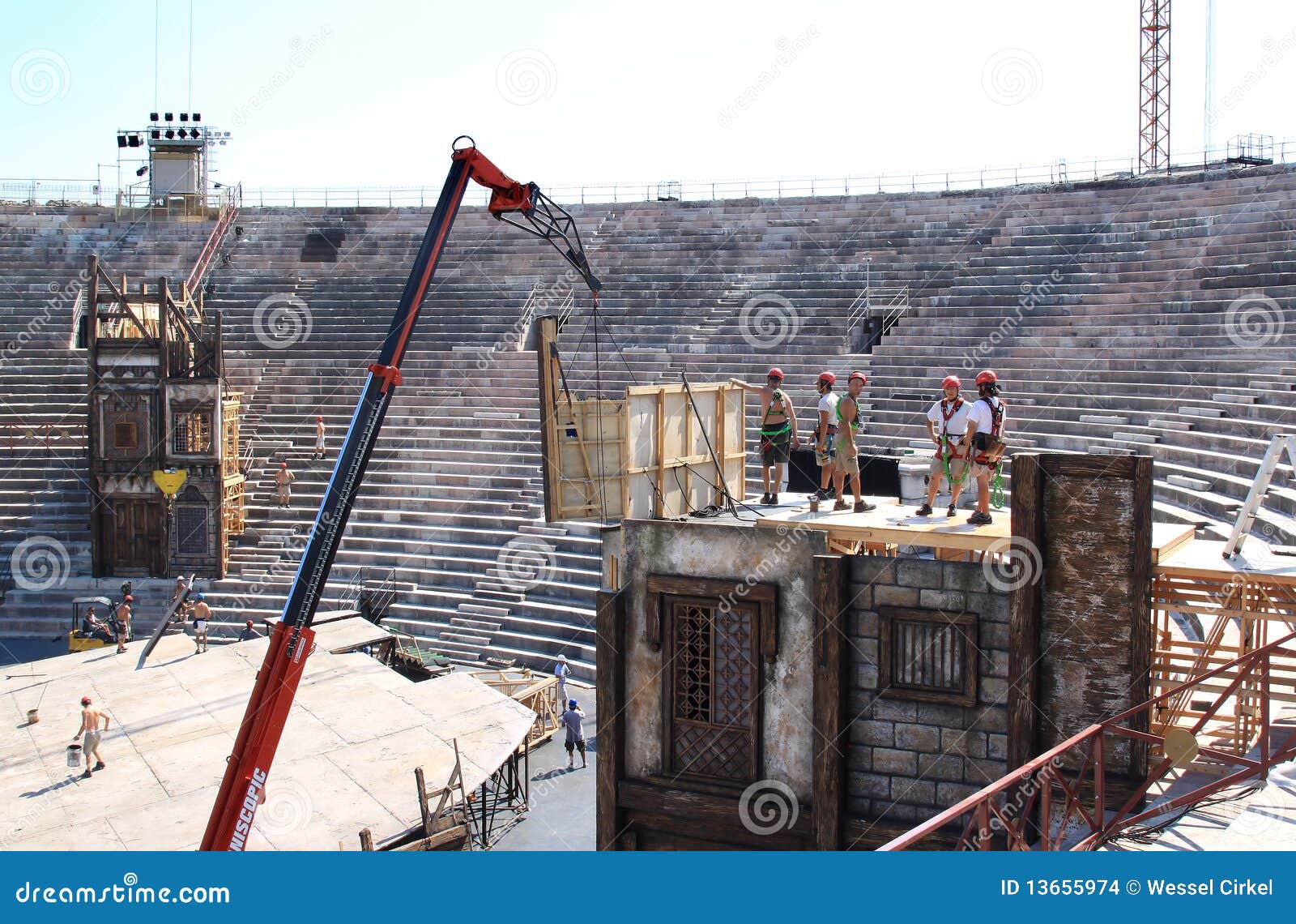 Scenery Construction in the Verona Arena, Italy Editorial Stock Image ...
