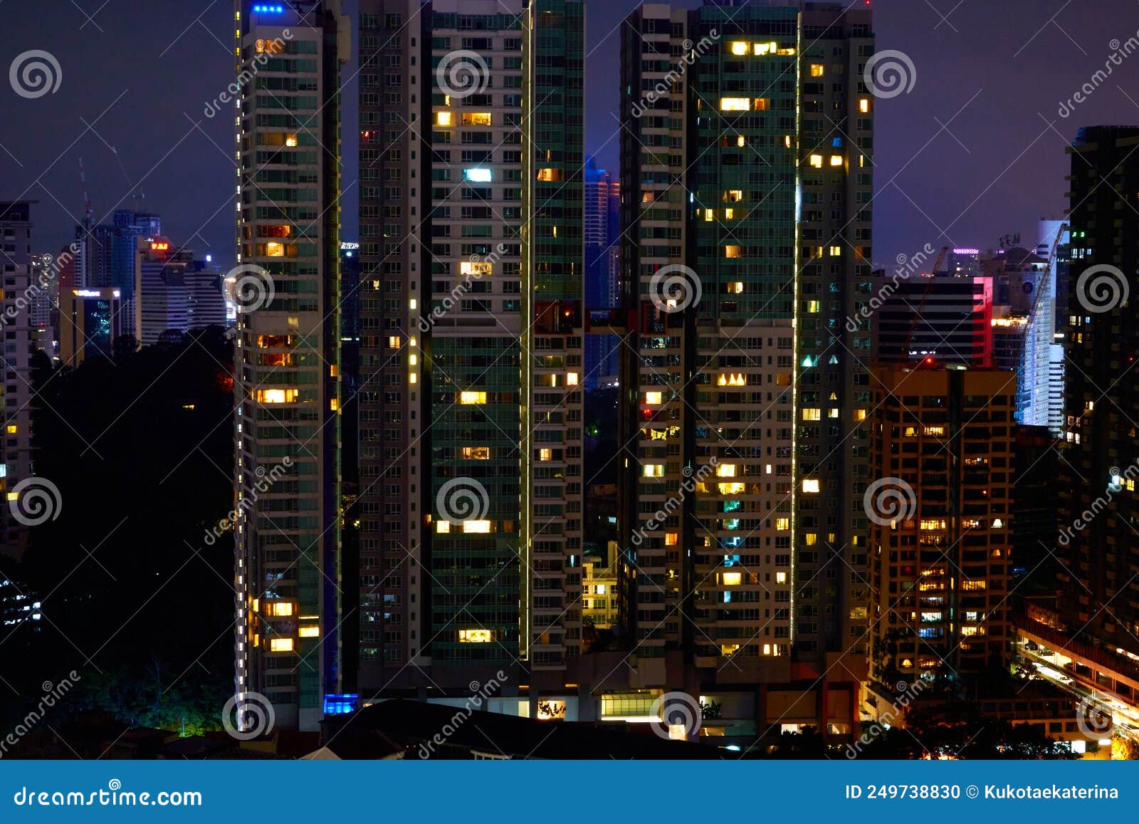 Scenery Evening View Downtown of Modern Megapolis Stock Photo - Image ...