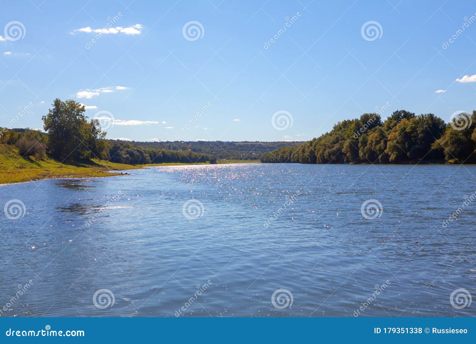 Flowing River Water Surface Stock Photo - Image of landscape, cloud ...