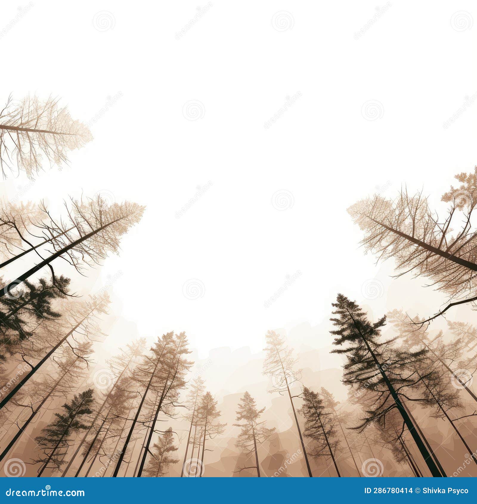 Scenery of Forest Trees on White Background Painting Generative AI ...