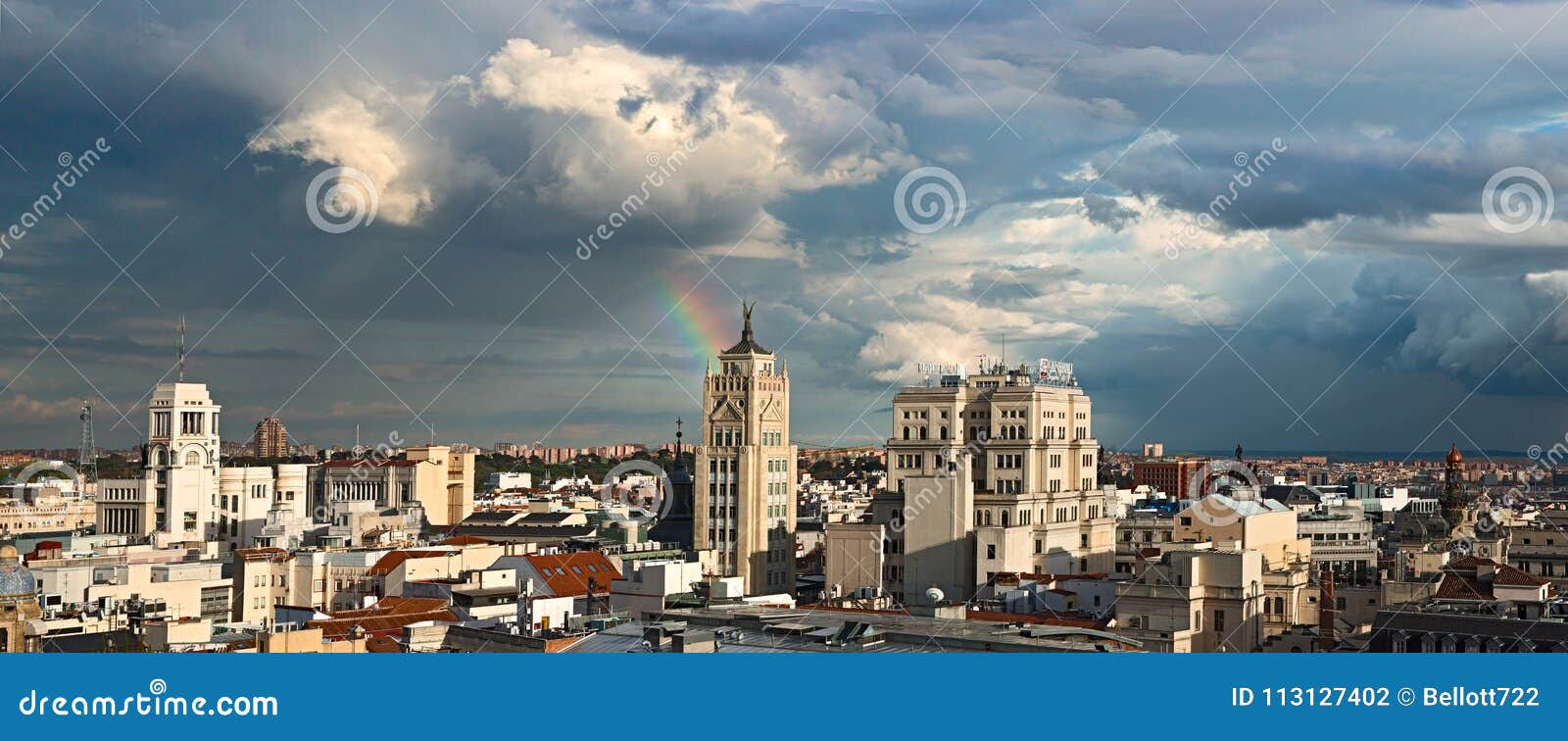 Scenery of Madrid from Above, with Rainbow Stock Photo - Image of ...
