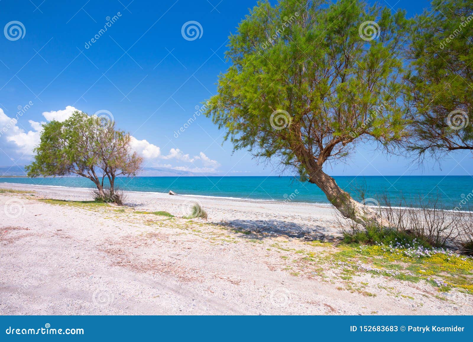 Scenery of Maleme Beach on Crete, Greece Stock Image - Image of ...