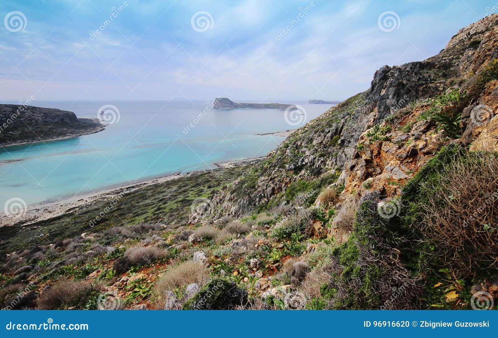 Scenery of Maleme Beach on Crete, Greece Stock Photo - Image of beach ...