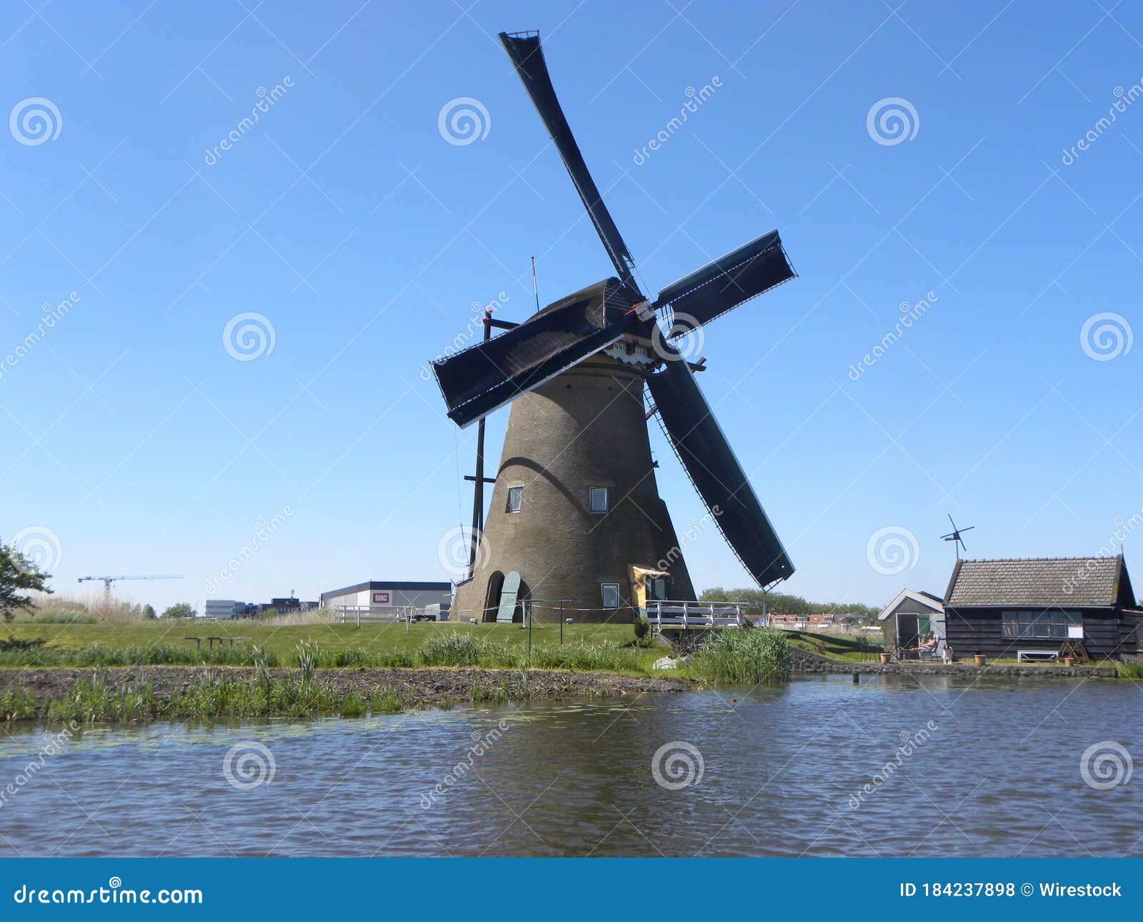 Scenery of a Mill on a Blue Clear Sky Background Stock Photo - Image of ...