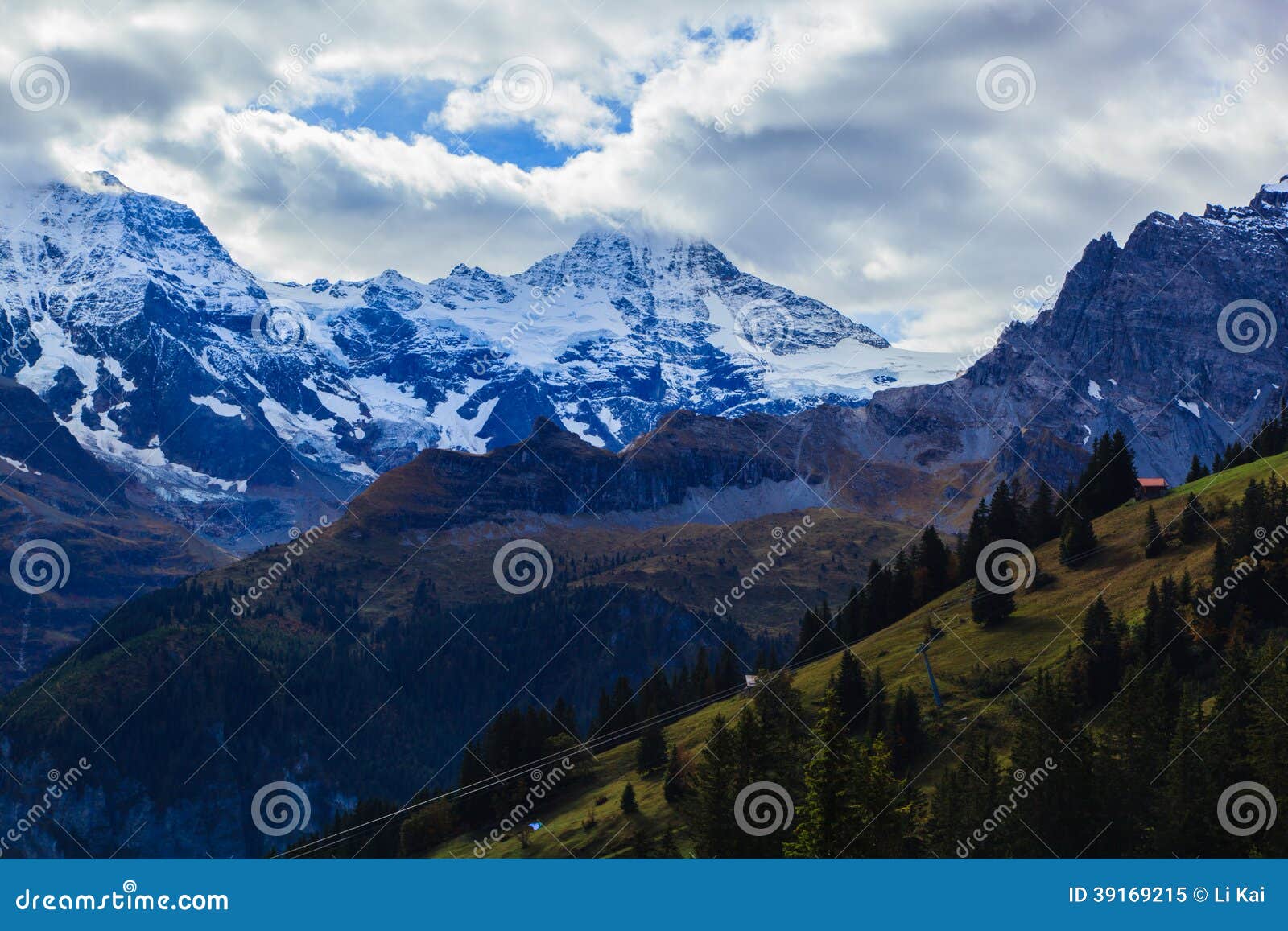 Scenery in Murren stock image. Image of beautiful, lawn - 39169215