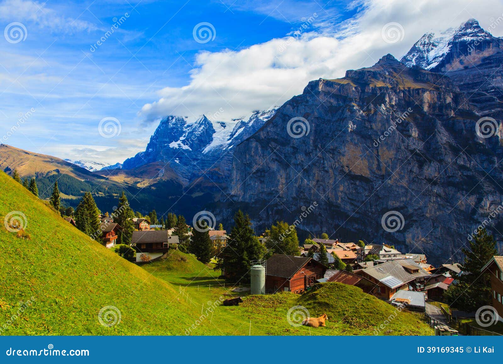 Scenery in Murren stock image. Image of green, fantastic - 39169345