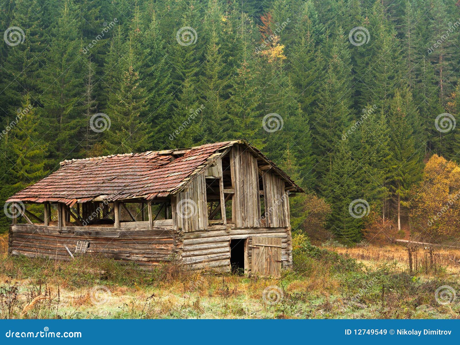 Scenery with Old Barn in the Mountains Stock Image - Image of autumn ...