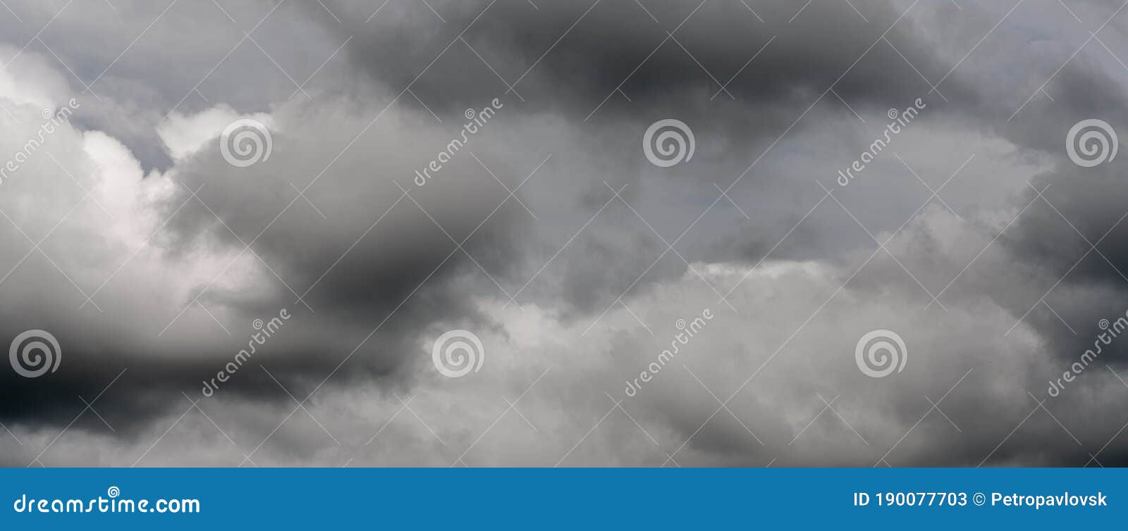 Scenery Panoramic View of Thunderstorm Clouds in Dusk Sky during Rain ...