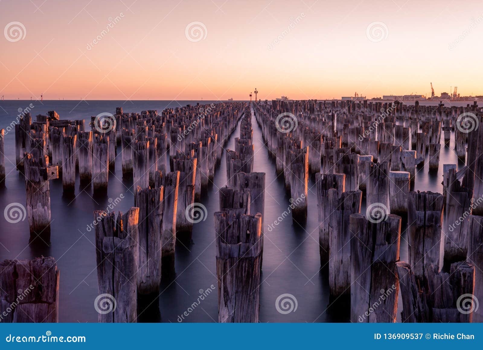 Scenery of Princes Pier in Melbourne at Dusk Stock Image - Image of ...