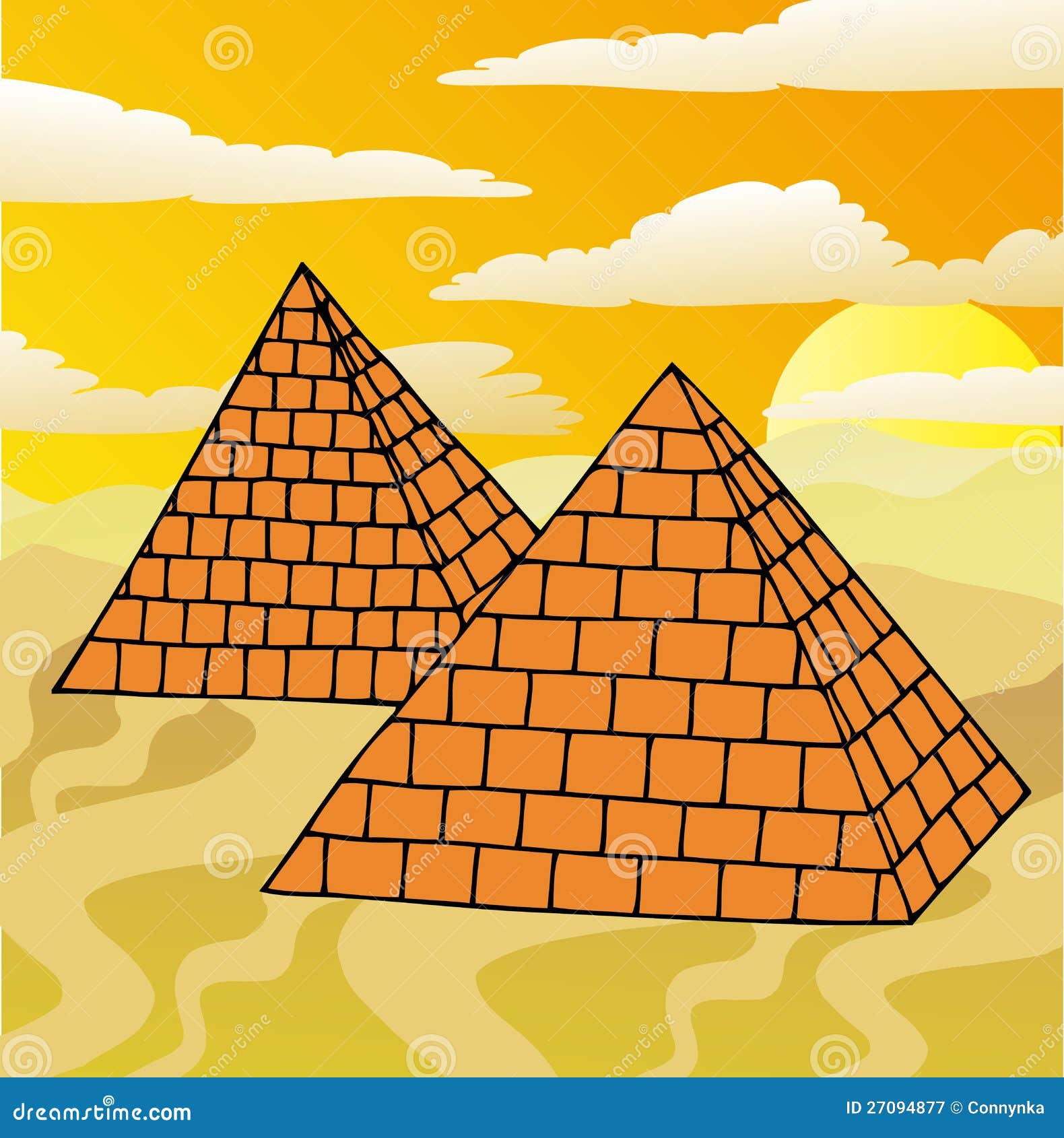 Scenery with pyramids stock vector. Illustration of vector - 27094877
