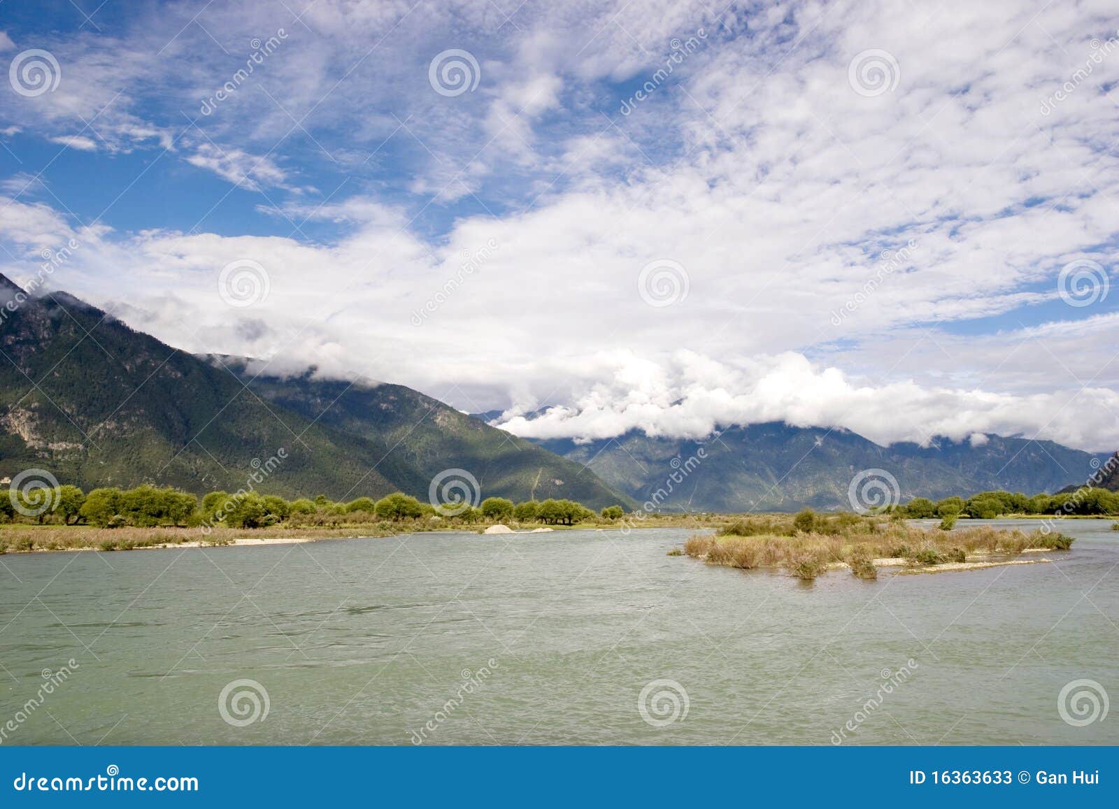 Scenery of River and Mountain Stock Image - Image of blue, flowing ...
