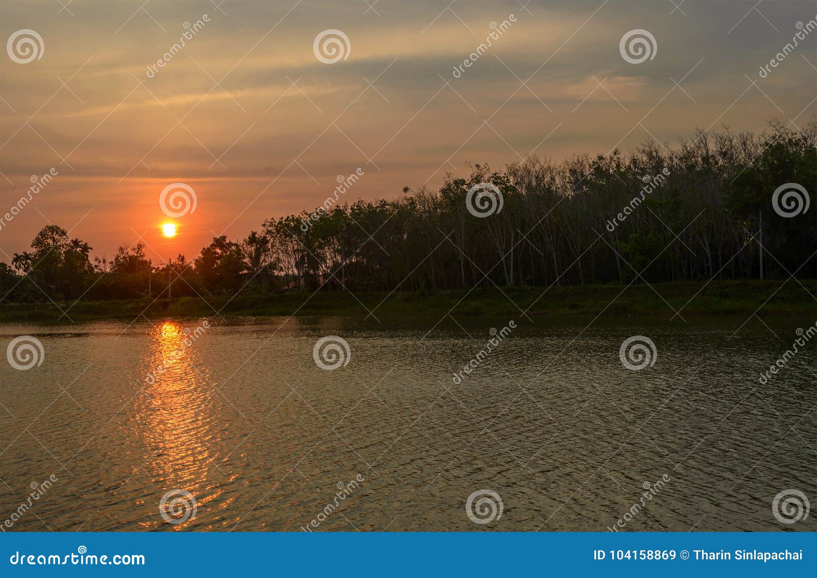 Sunset stock image. Image of cloud, river, colorful - 104158869