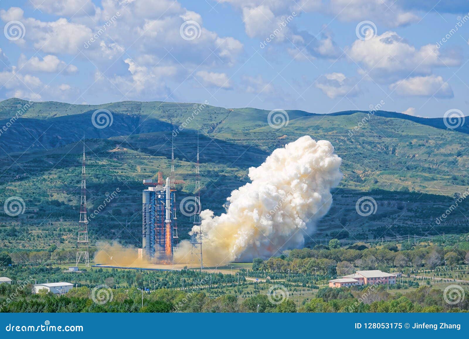 Satellite launching site stock image. Image of landscape - 128053175