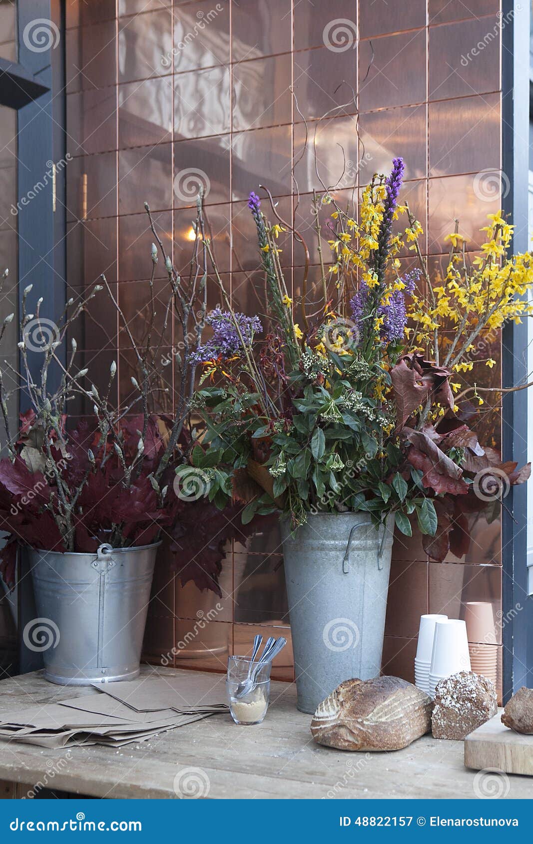 Scenery sidewalk cafe. stock image. Image of sakura, menu - 48822157