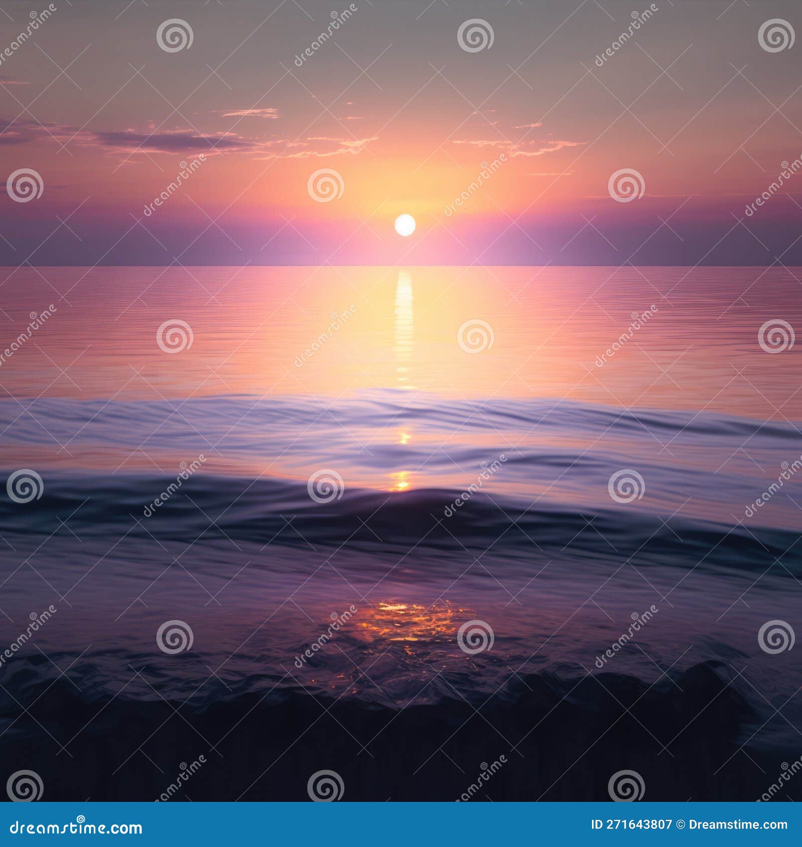 Scenery with Sun Setting Over Ocean, Created Using Generative Ai ...