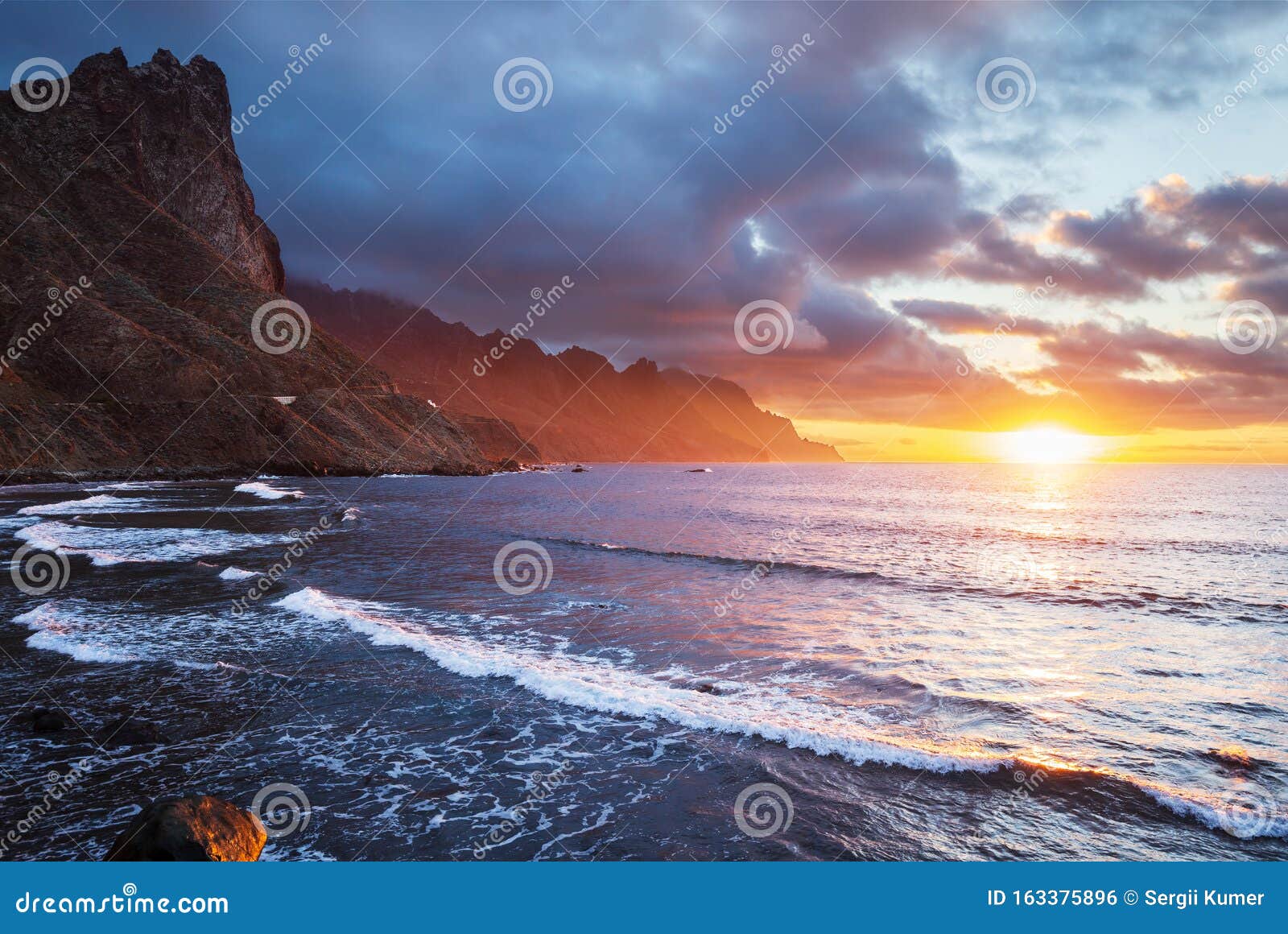 Scenery Sunset at the Beach Near the Cliff Stock Photo - Image of ...