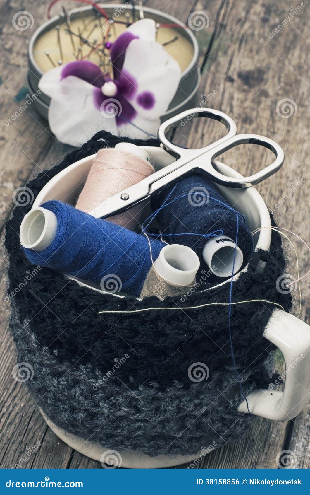 Scenery with Tools for Sewing Activities Stock Photo - Image of sample ...