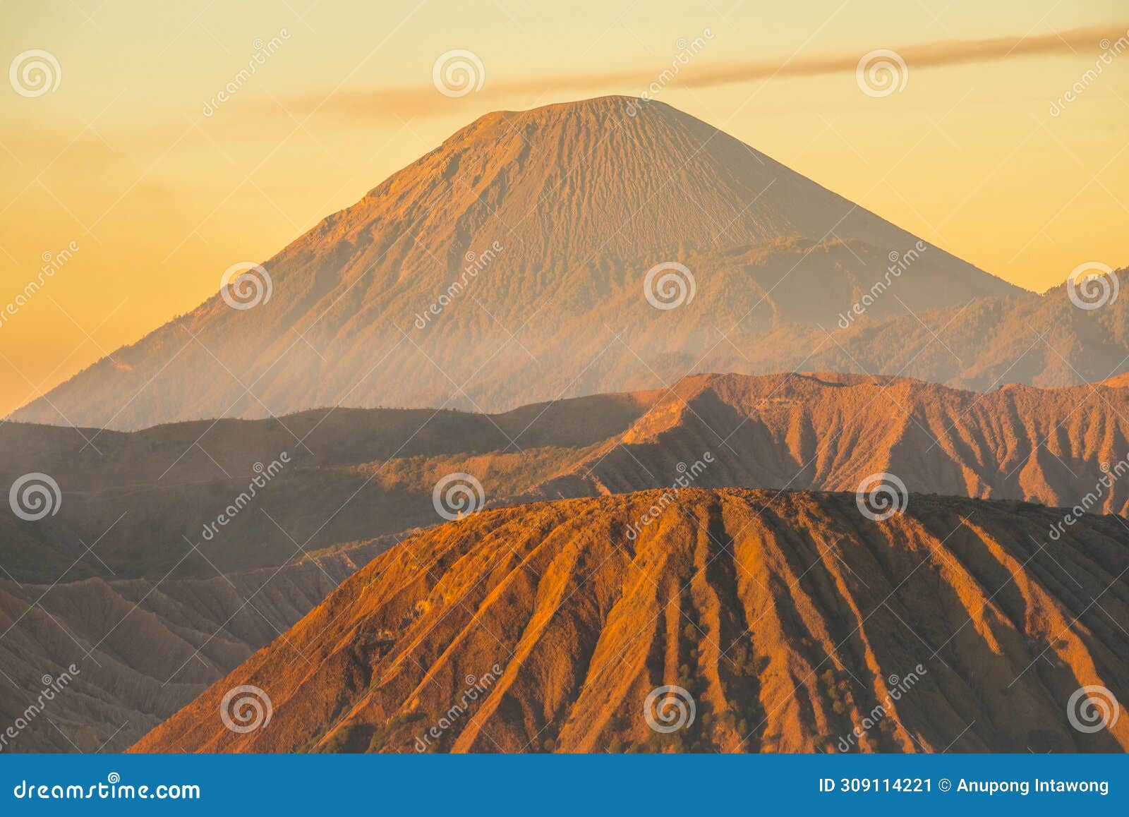 Scenery View of Mount Semeru Volcano in Indonesia at Dawn. Stock Image ...