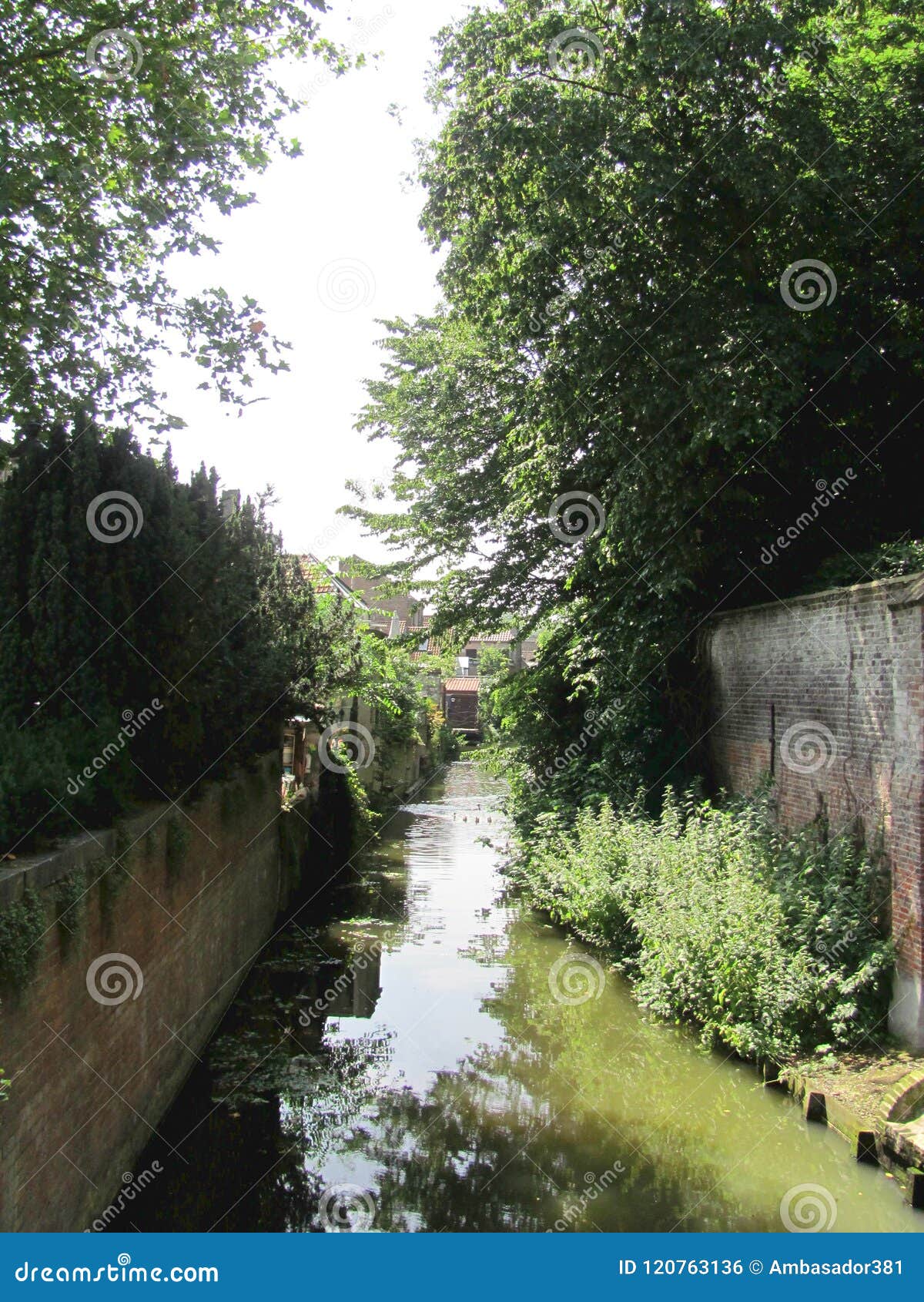 Scenery with Water Canal in Bruges, Belgium. Stock Photo - Image of ...
