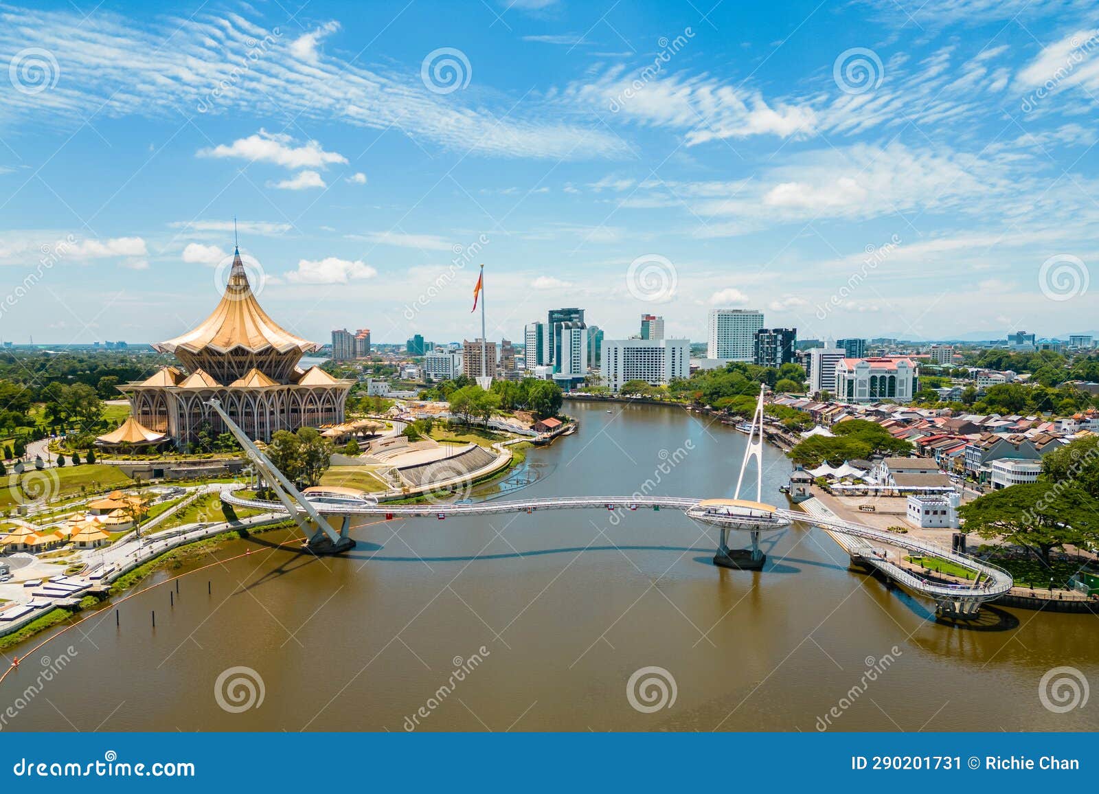 Waterfront of Sarawak River in Kuching, Sarawak, East Malaysia Stock ...