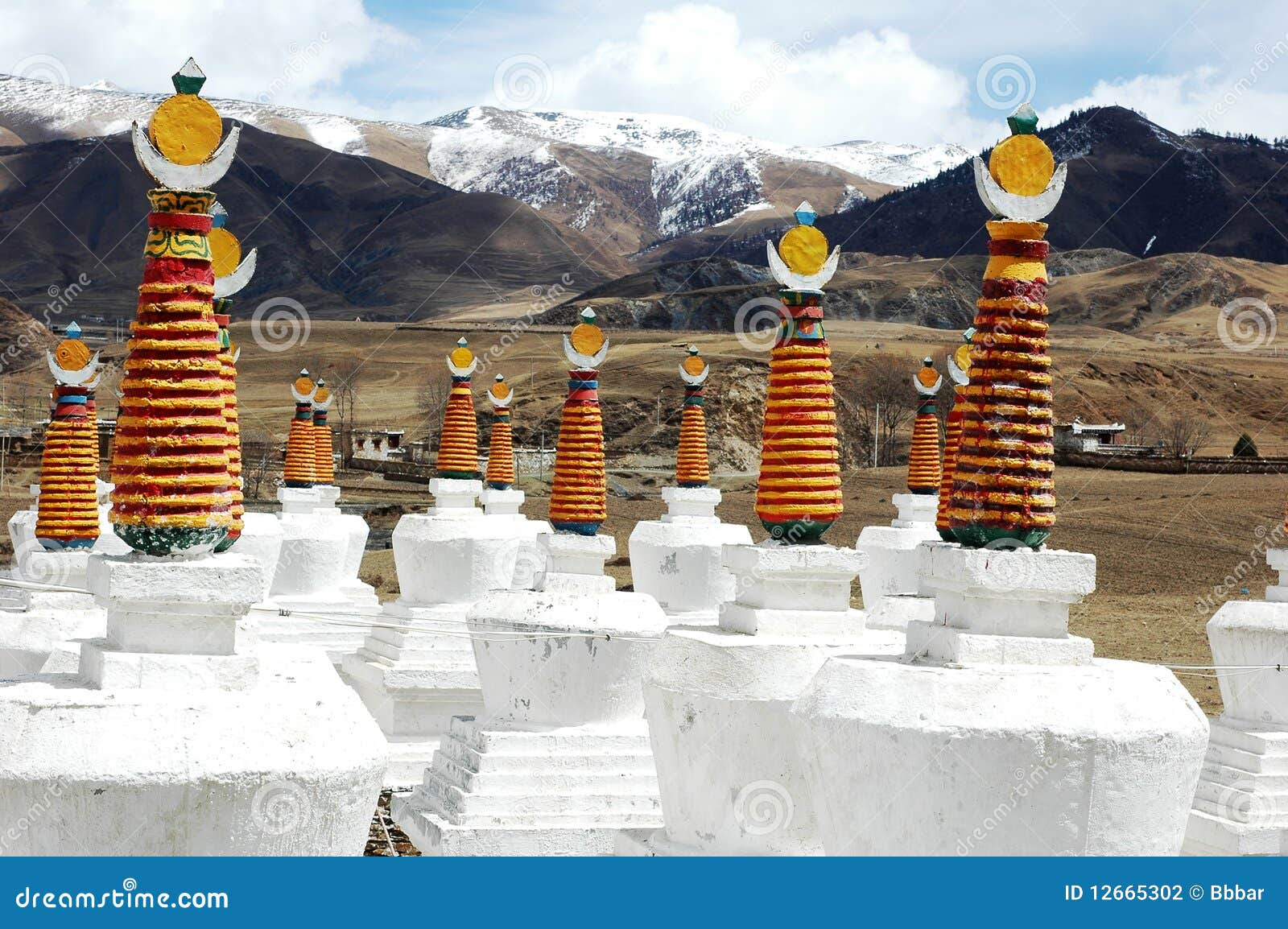 Scenery of White Pagodas in a Lamasery Stock Photo - Image of ...
