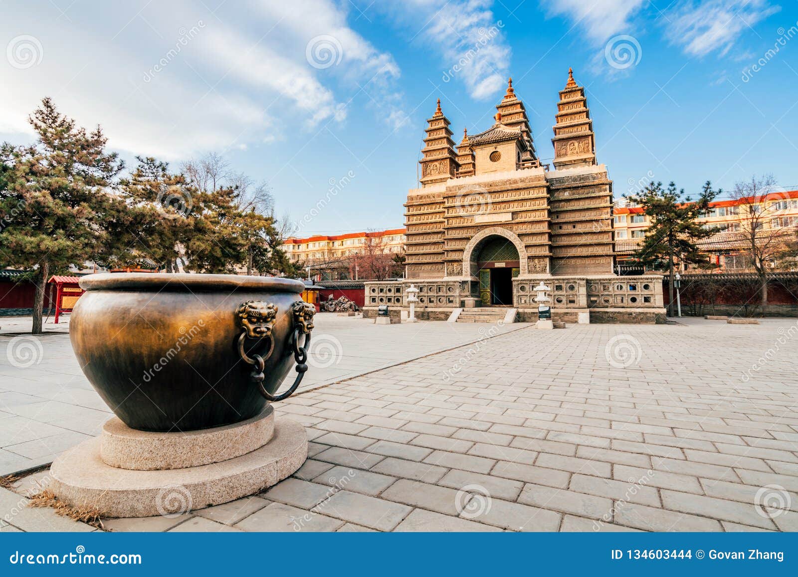 Scenery of Wuta Temple in Hohhot, Inner Mongolia, China Stock Photo ...