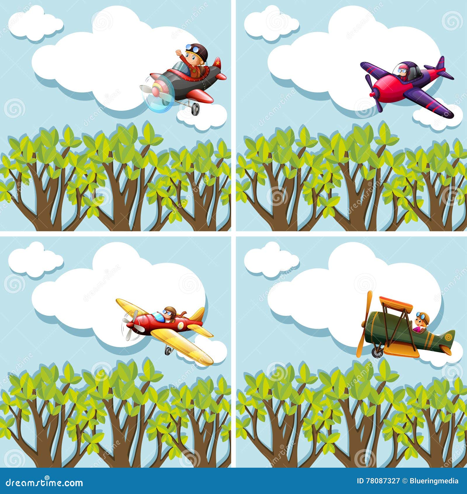 Scenes with Pilots Flying Airplane Stock Vector - Illustration of pilot ...