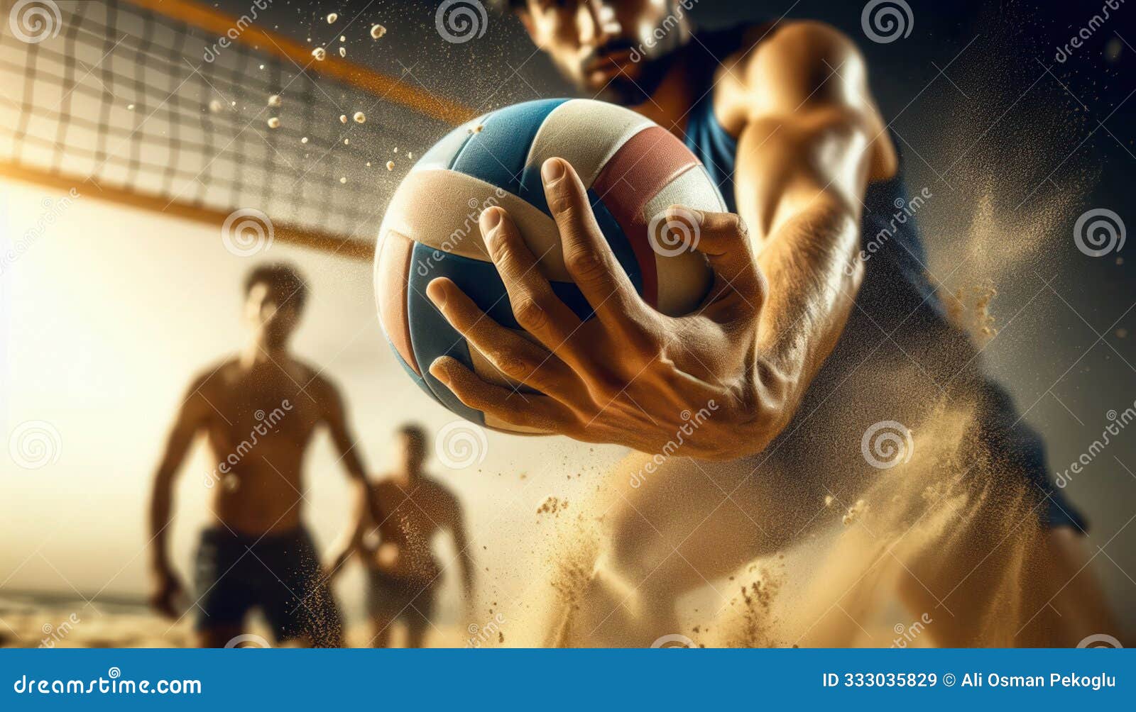Volleyball Match Poster Template With Ball And Halftone Textures Vector ...