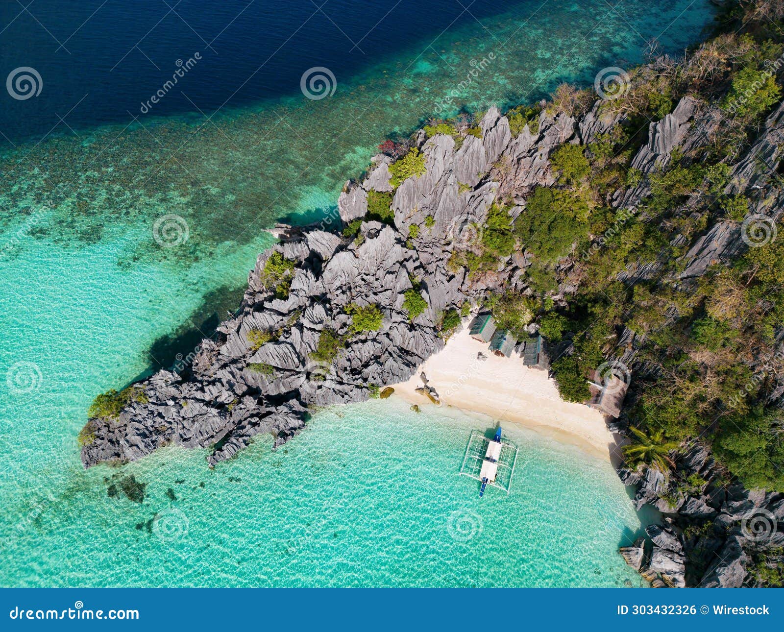 Scenic Aerial View of Smith Point Beach in Coron, Philippines Stock ...