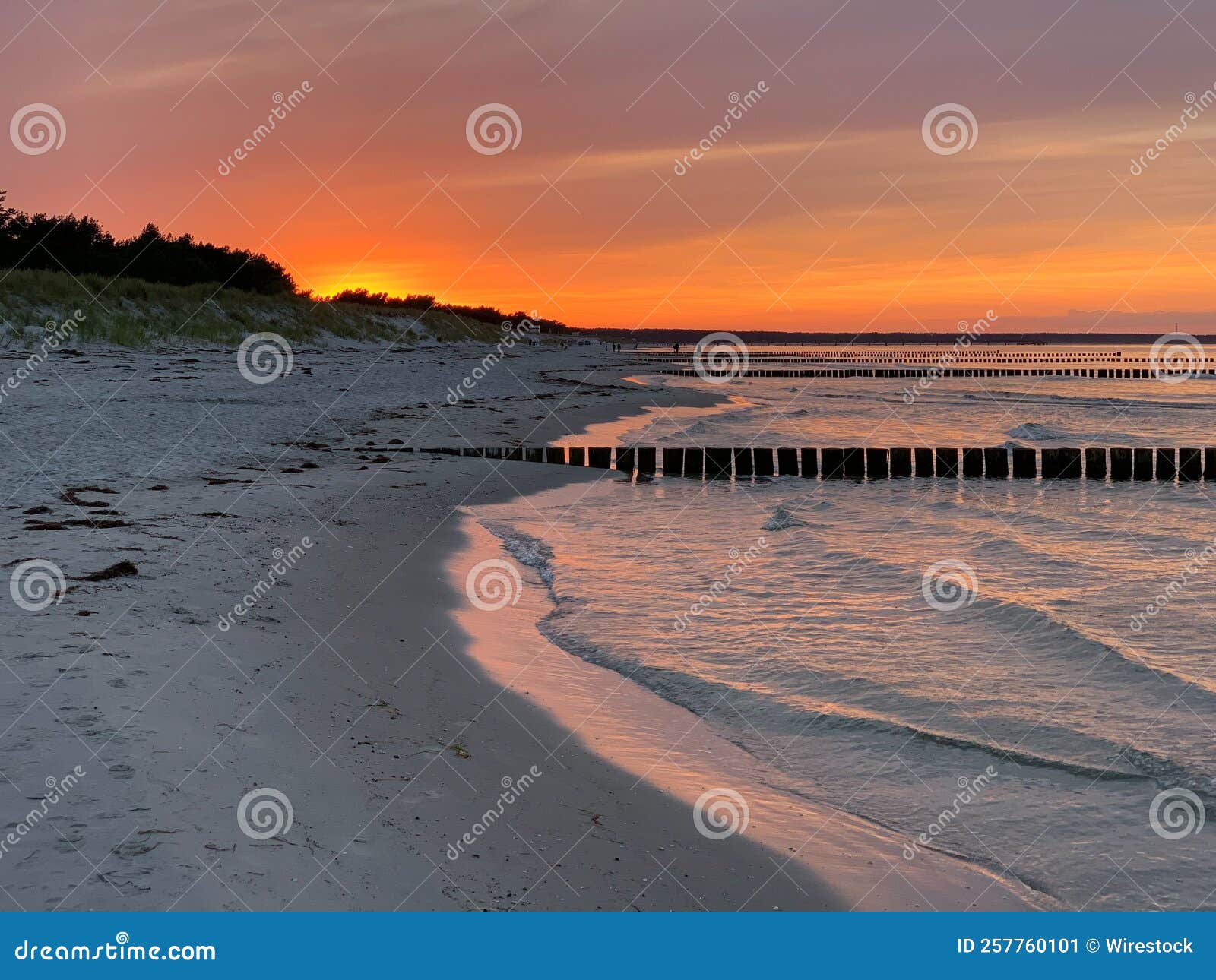 Scenic Beach Shot at Ostsee during a Dramatic Sunset Stock Image ...