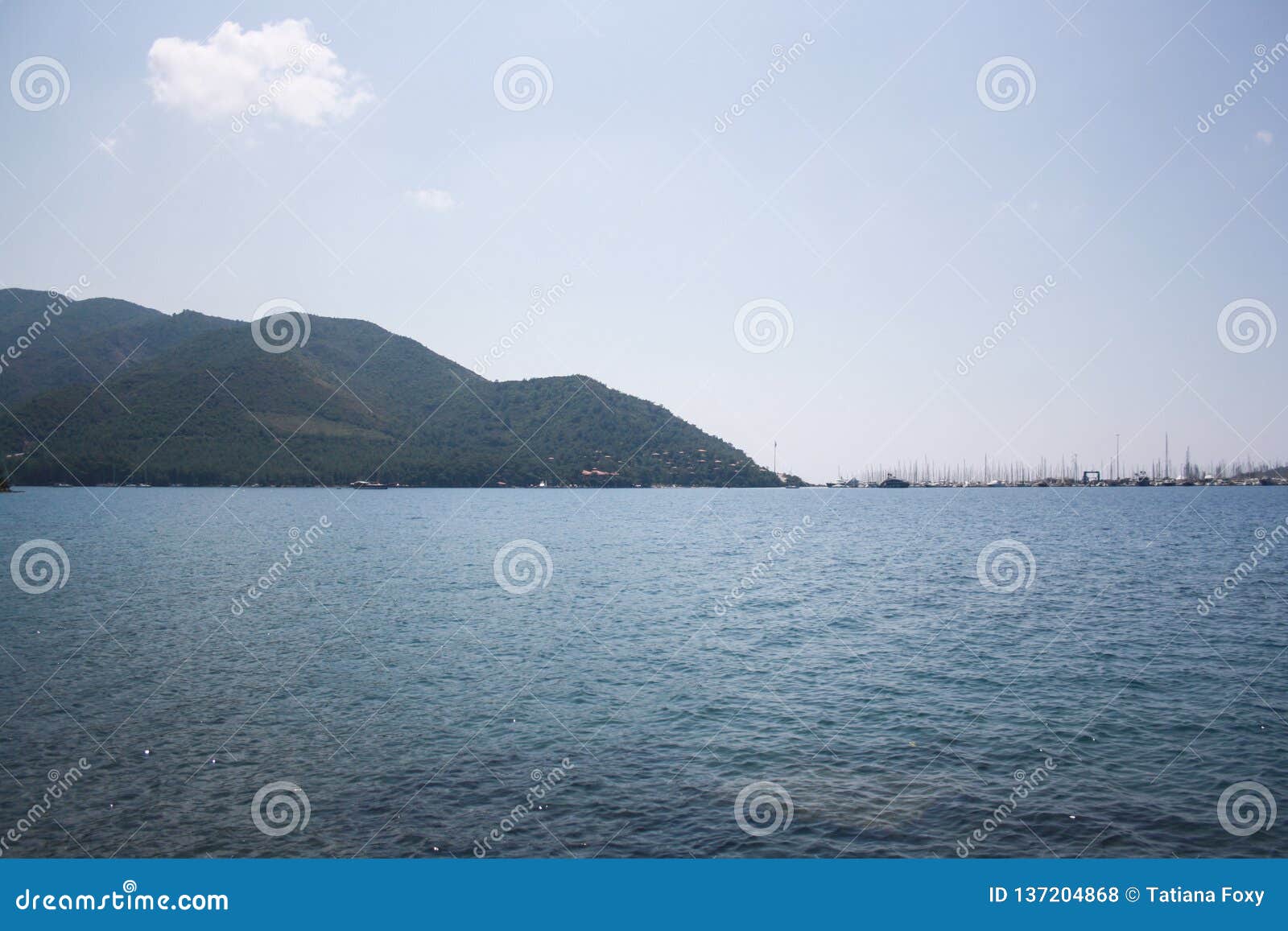Scenic and Beautiful View on Mountain and Blue Sea and Sky Stock Photo ...