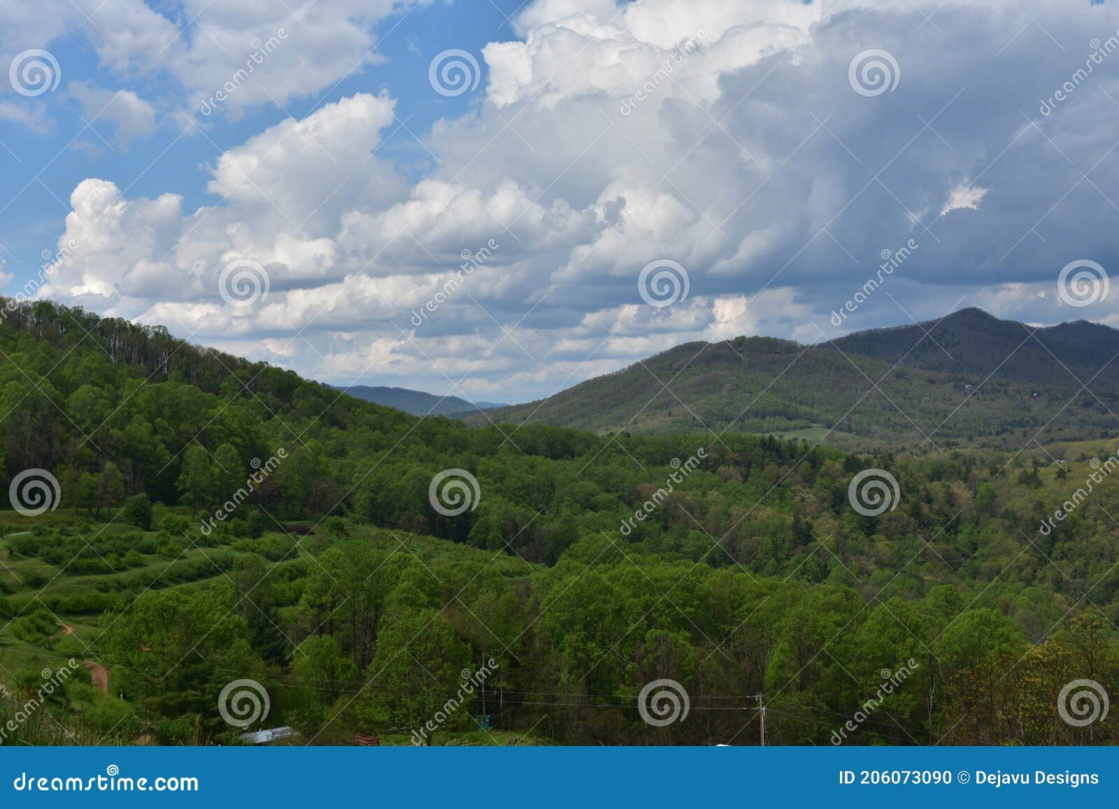 Scenic Blue Ridge Mountains with Thick Clouds in the Sky Stock Photo ...