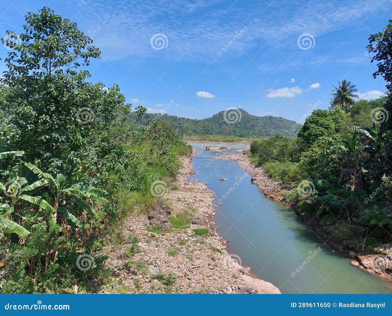 Scenic Blue Sky and the River Stock Photo - Image of coast, water ...