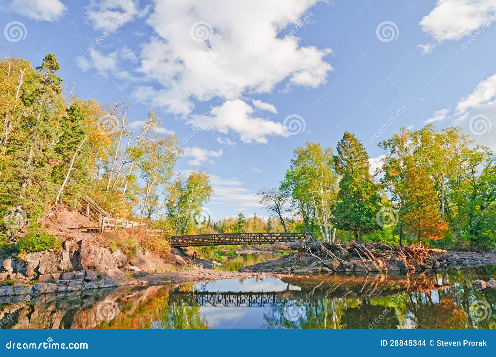 Scenic Bridge Over a Quiet Stream Stock Photo - Image of landscape ...