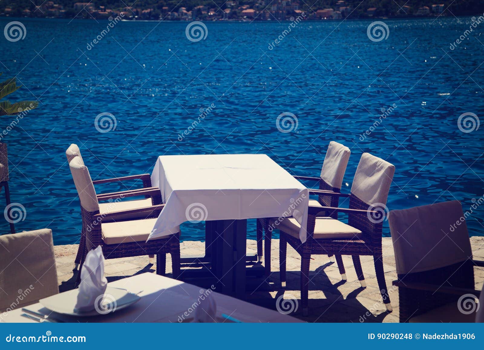 Scenic Cafe Table with Sea View Stock Photo - Image of scenic, beach ...