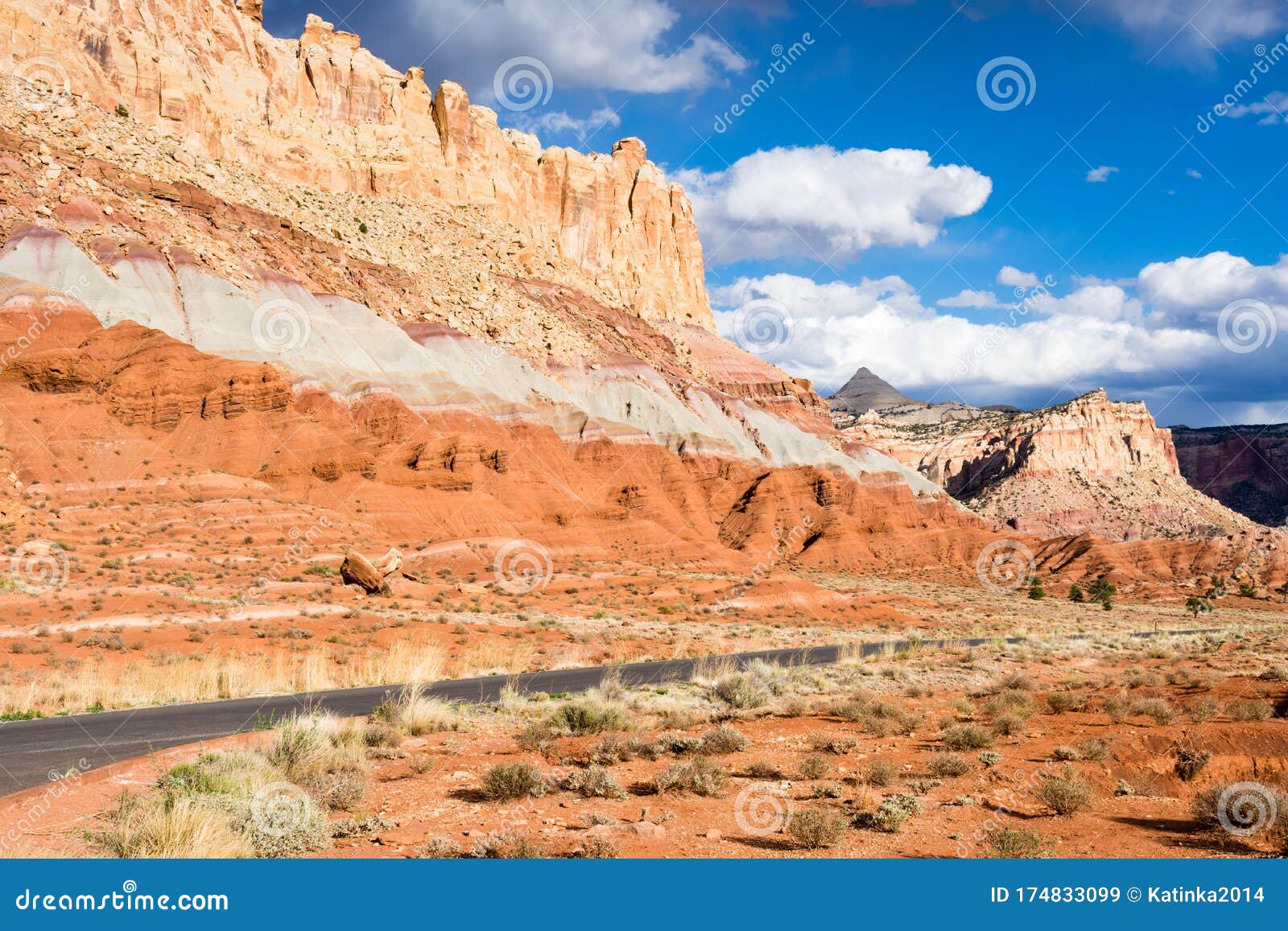 Scenic Drive in Capitol Reef National Park at Sunset Stock Image ...