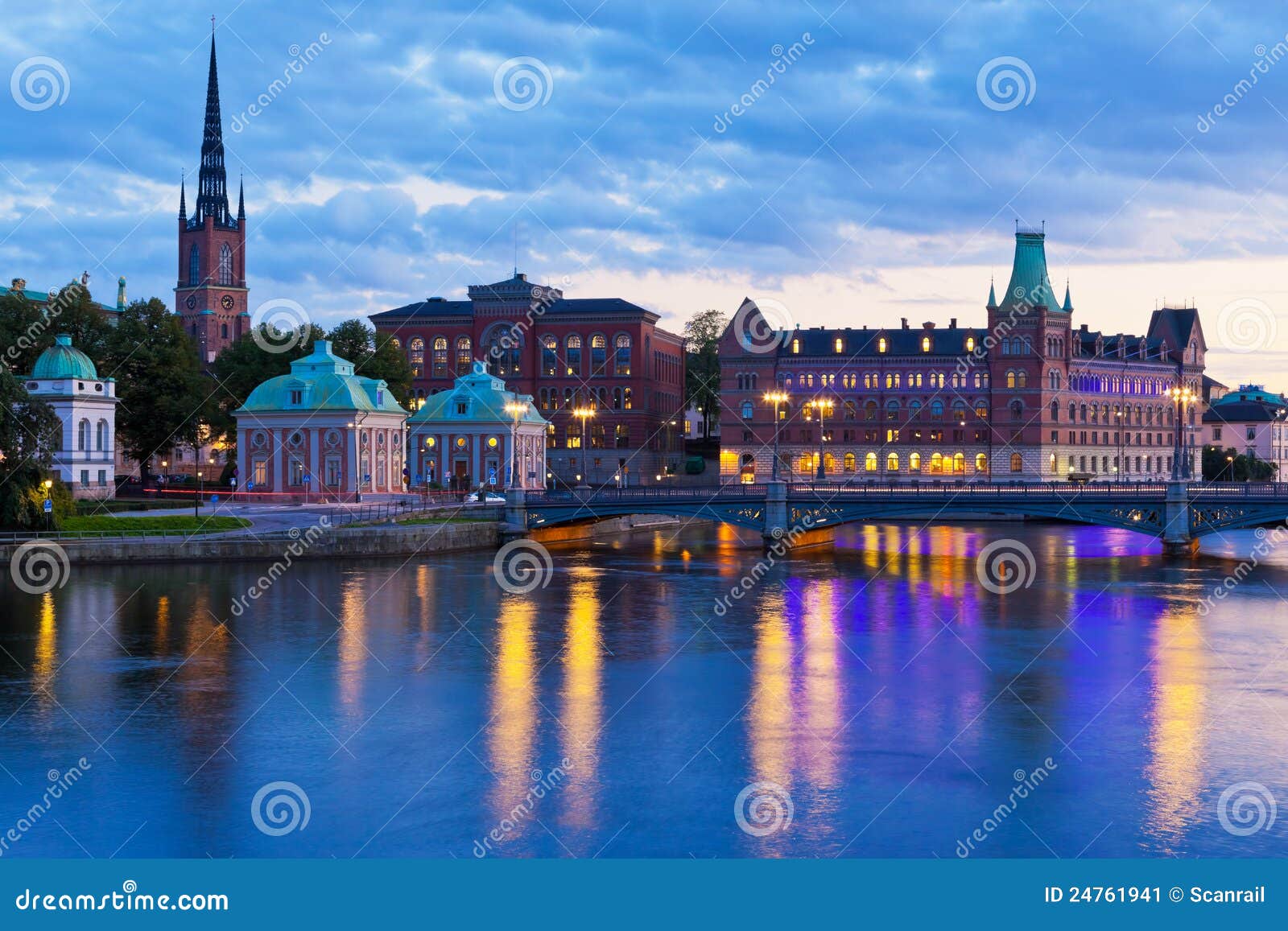 Scenic Evening Panorama of Stockholm, Sweden Stock Image - Image of ...