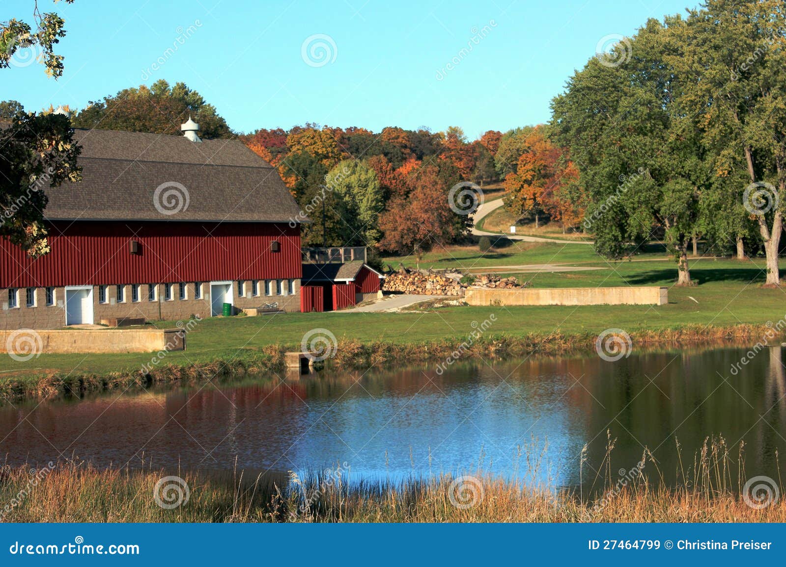 Scenic Farm in Autumn stock image. Image of reflection - 27464799