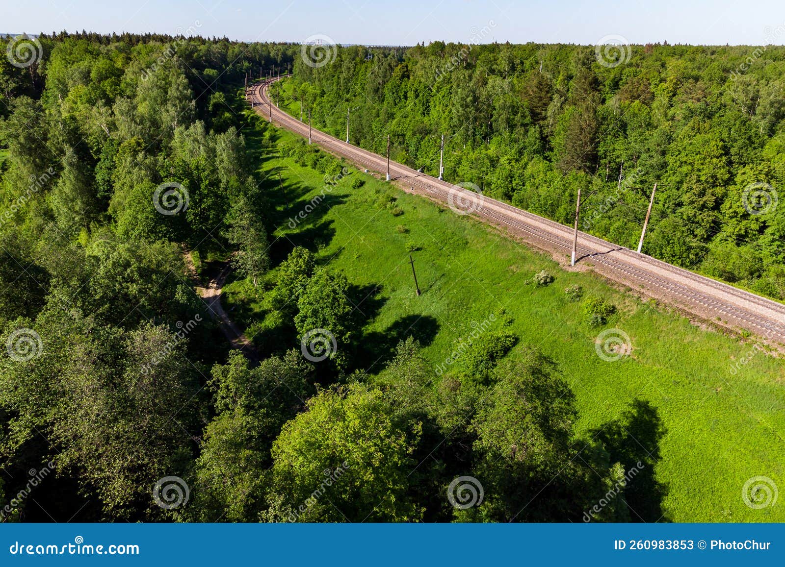 Scenic Forest Landscape with Railroad Turning Stock Image - Image of ...