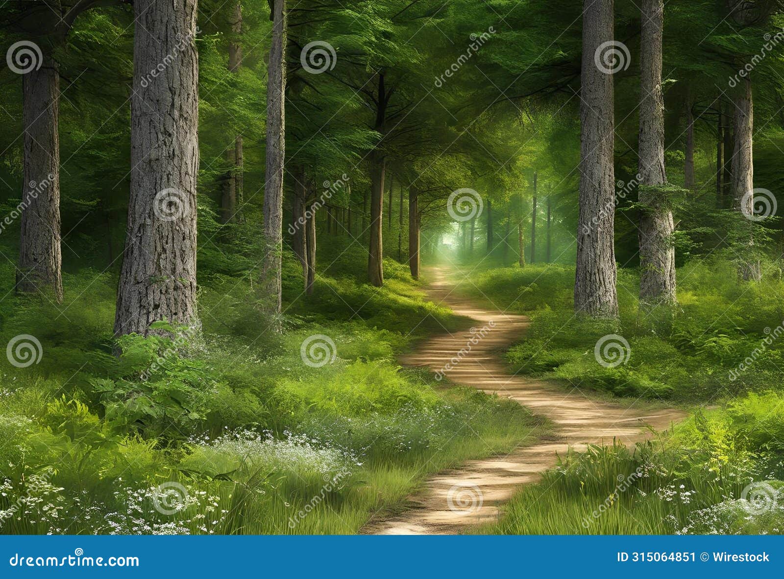 Scenic Forest Trail with Dense Trees on Either Side, AI-generated ...