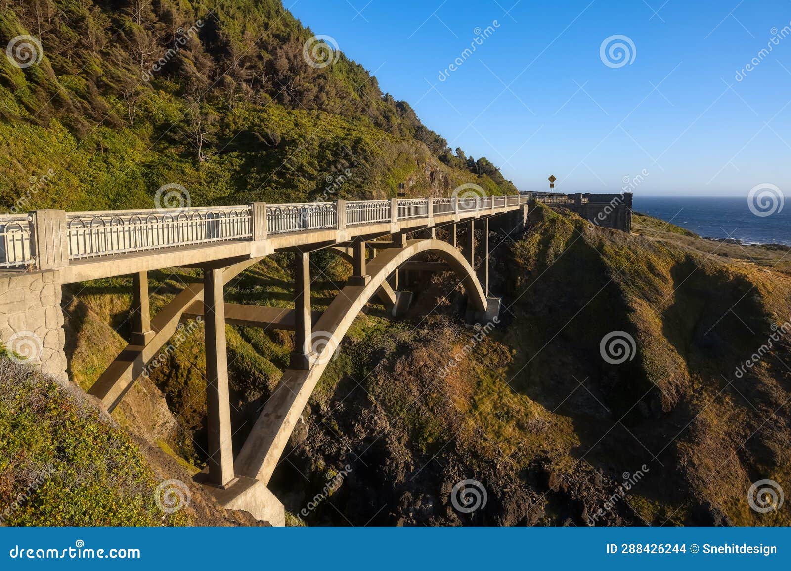 Scenic Highway 101 Bridge at Pacific Coast in Oregon State Stock Photo ...